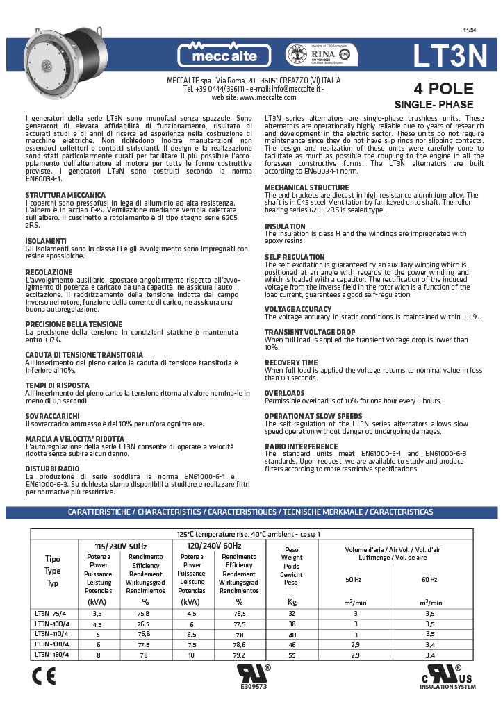 Mecc Alte LT3N-100/4 Alternator - Aurora Generators